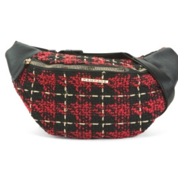 Rampage | Bags | Belt Bag Plaid Rampage Red Black Gold Metallic Tweed ...